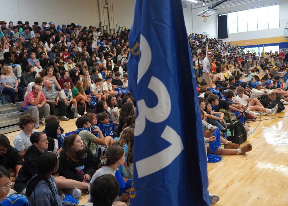 Class flags in blue and gold | D-E today